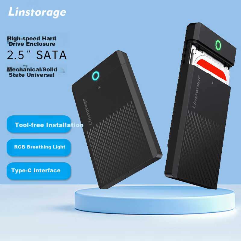 LINSTORAGE 2.5-inch SATA Mobile Hard Drive Enclosure for Laptop Mechanical SSD Solid State Drive External USB Enclosure