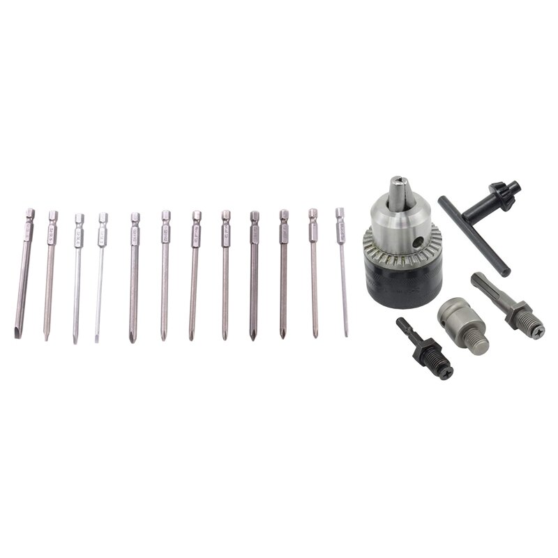 Набор из 12 отверток с переходником для патрона 3-16 мм, быстросменным адаптером с резьбой 1/2 дюйма - 20UNF