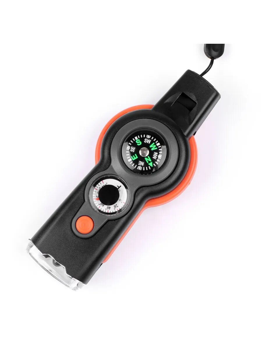 Многофункциональный аварийный свисток 5-в-1 с компасом и фонариком