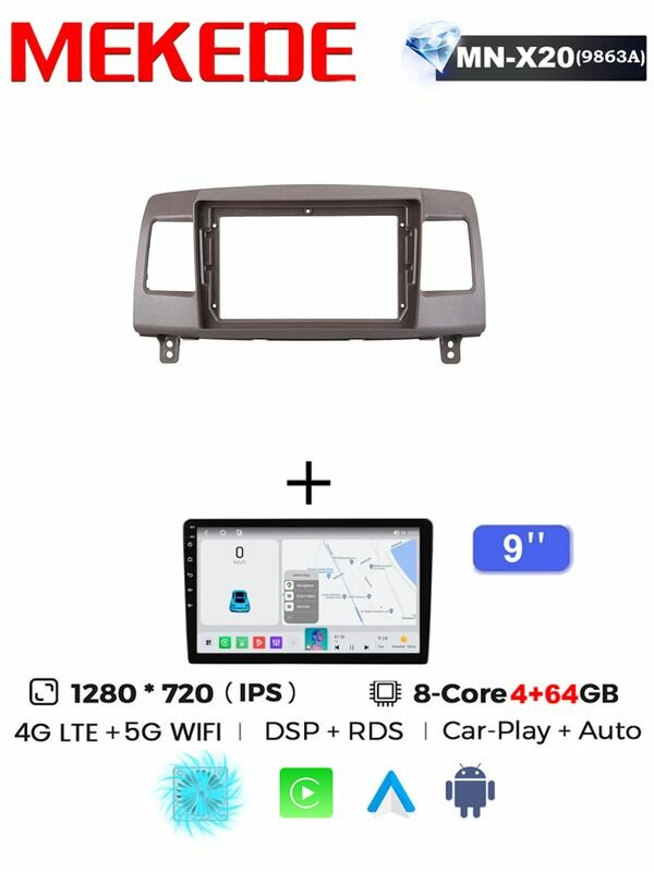 Магнитола 9" Mekede MN X20 Pro 4/64 Gb Toyota Mark 9 X110 2000-2007 F2 carplay