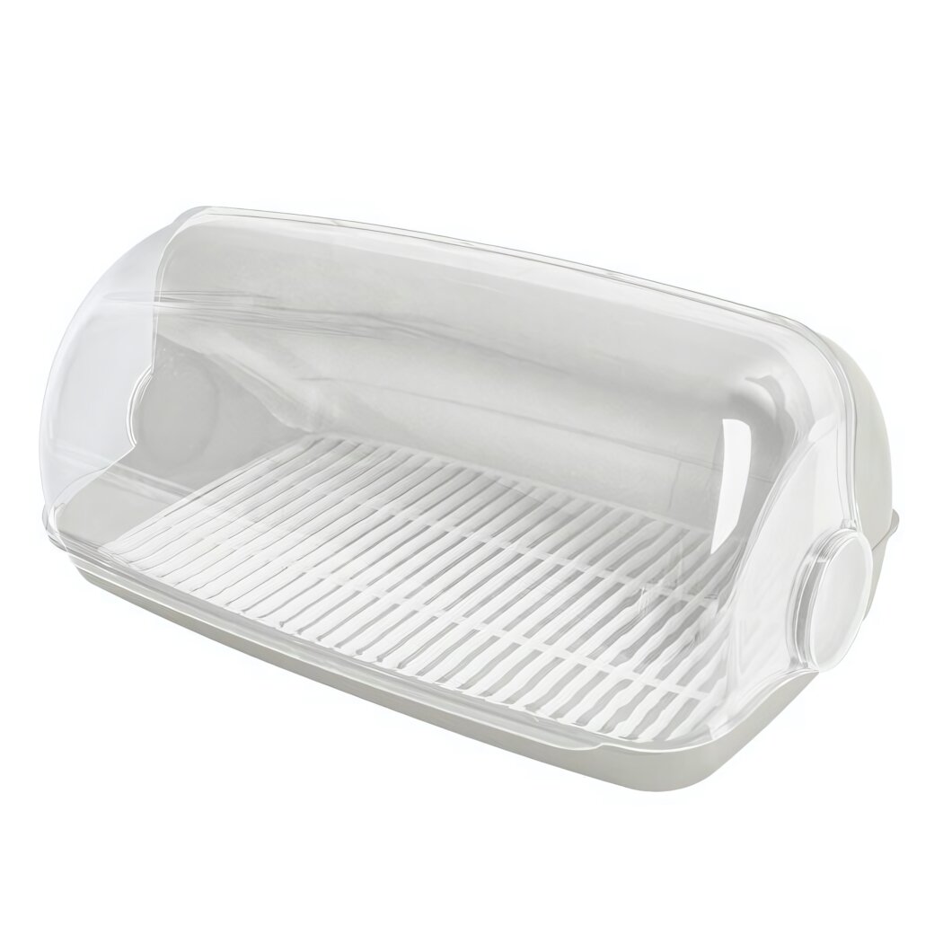 Хлебница пластиковая 415х260х185 мм, цвет молочный туман, с прозрачной крышкой