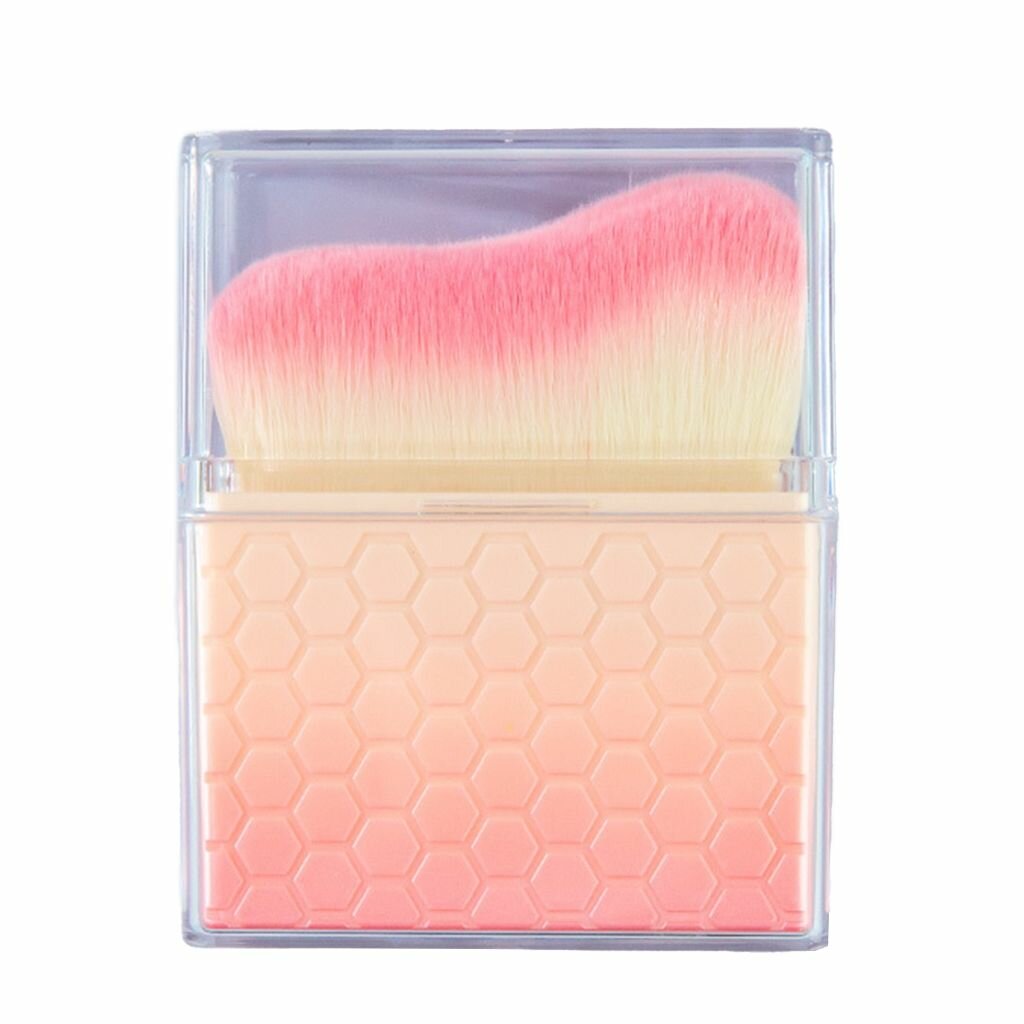 Кисти для макияжа, Портативная S-образная кисть для тонального крема с крышкой - розовый