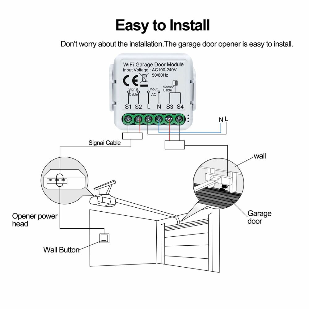 WiFi-контроллер гаражных ворот Tuya, удалённое управление, совместимость с Alexa