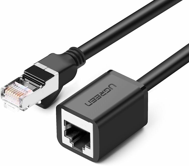 Удлинитель UGREEN NW112 (11279) Cat 6 F/UTP Ethernet RJ45 Extension Male/Female Patch Cords. Длина 1 м. Цвет: черный