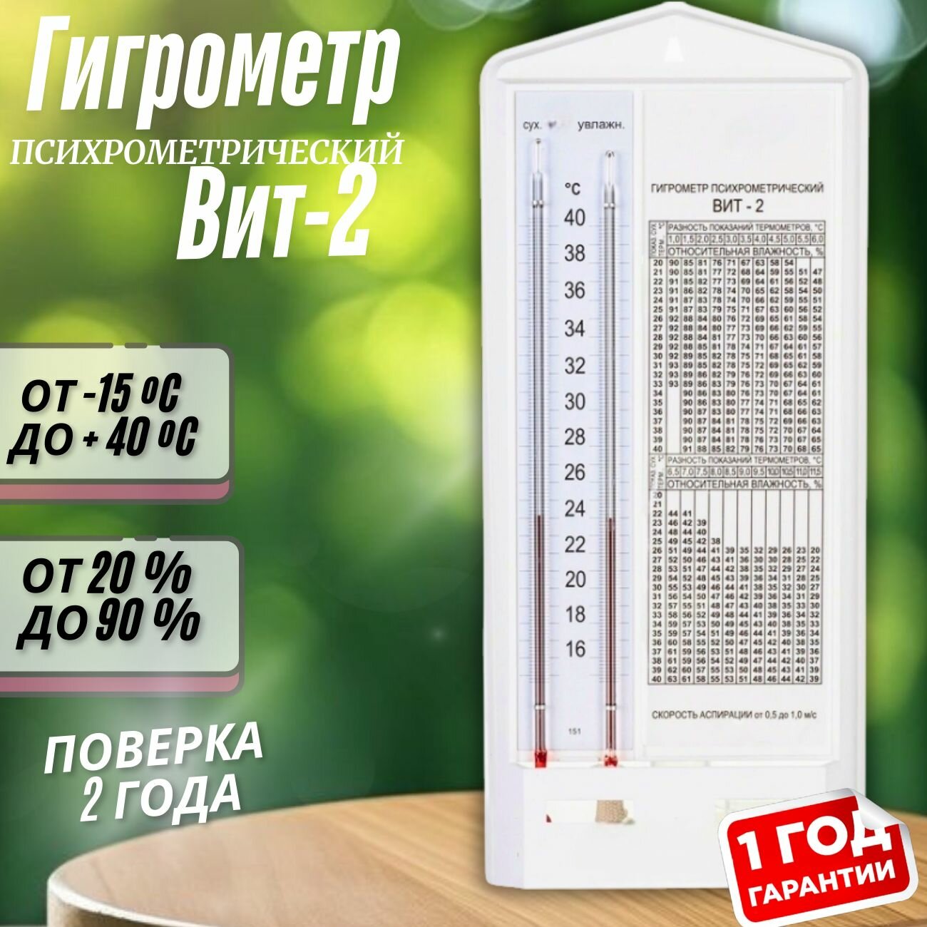 Психрометрический гигрометр ВИТ-2 с поверкой на 2 года