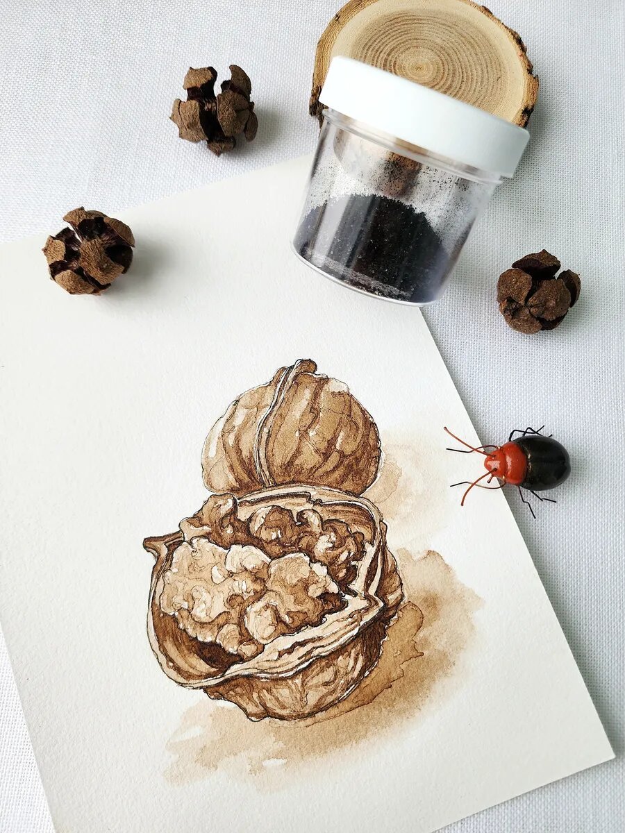 Ореховые чернильные кристаллы (5 гр в баночке) для каллиграфии и рисования