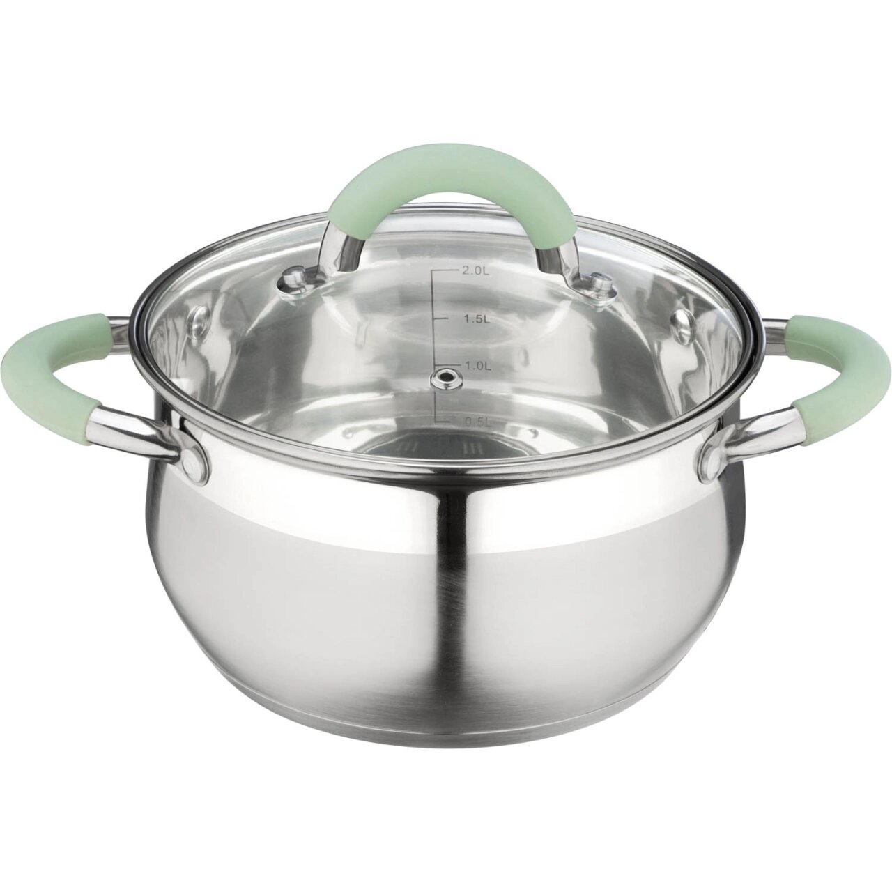 Mallony Mentolo Кастрюля с крышкой 2.6 л из нержавеющей стали с силиконовыми ручками