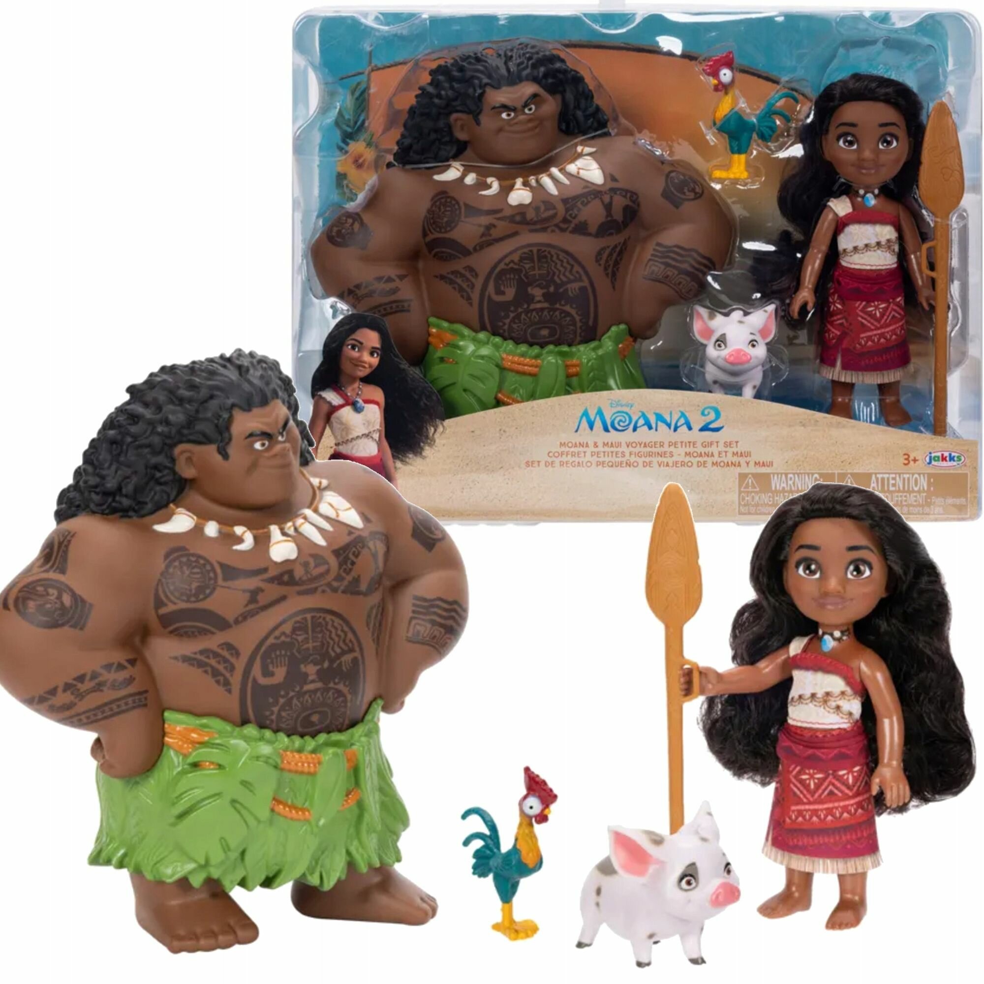 Фигурки JAKKS Pacific Disney Moana 2 - Набор фигурок Моана и Мауи Вояджер + Пуа и Хейхей - 23755