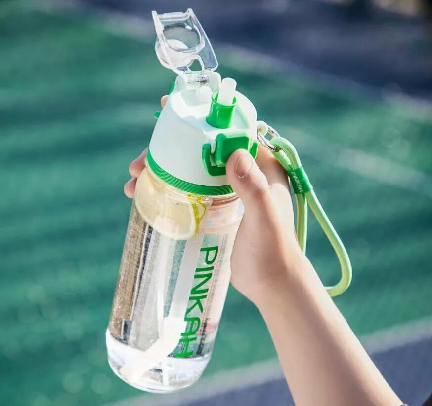 Бутылка PINKAH для воды, распылитель, зеленая, Тритан, 800 мл
