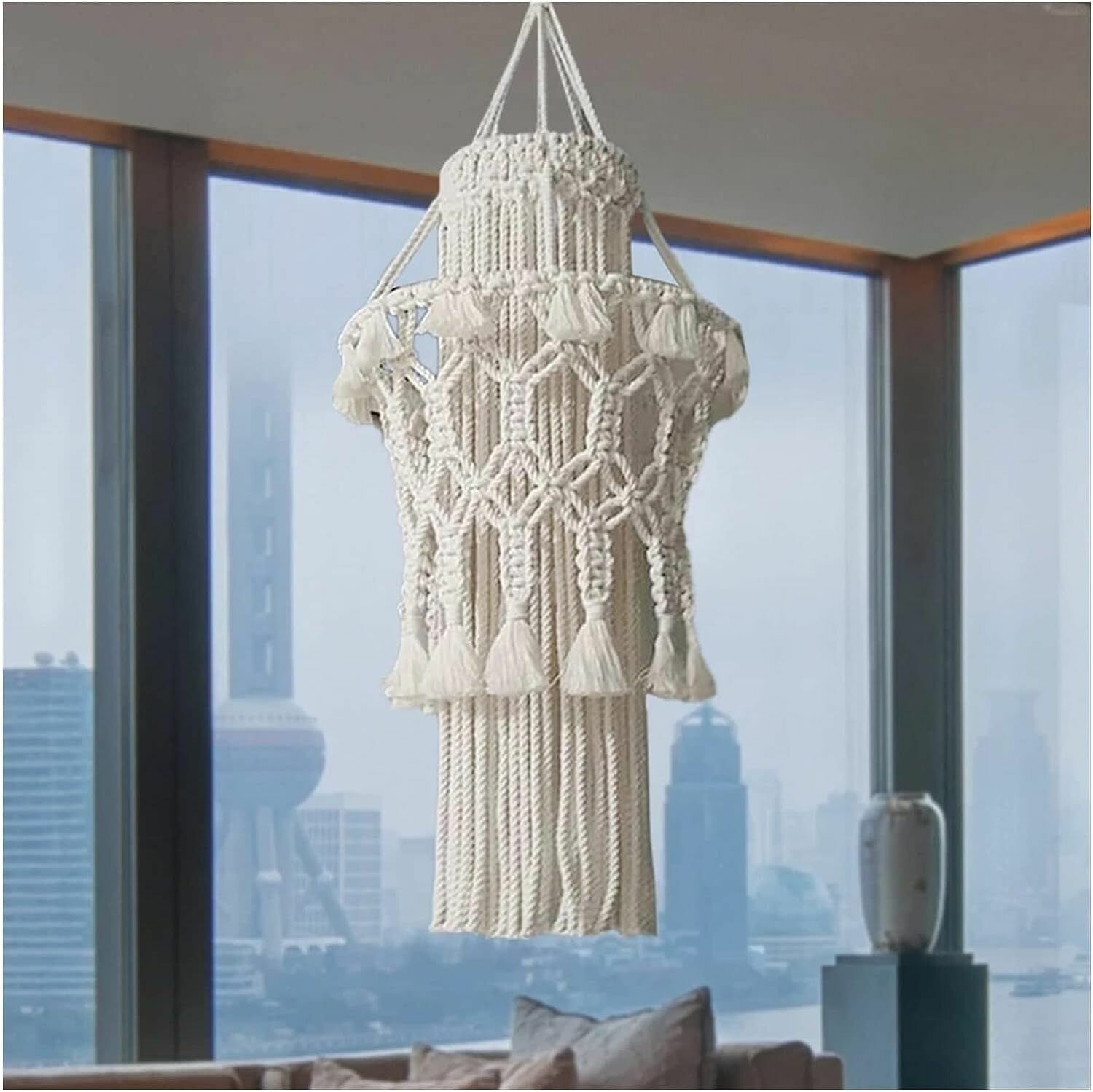 Скандинавский макраме абажур макраме тканый подвесной подвесной светильник крышка спальня гостиная богемный абажур