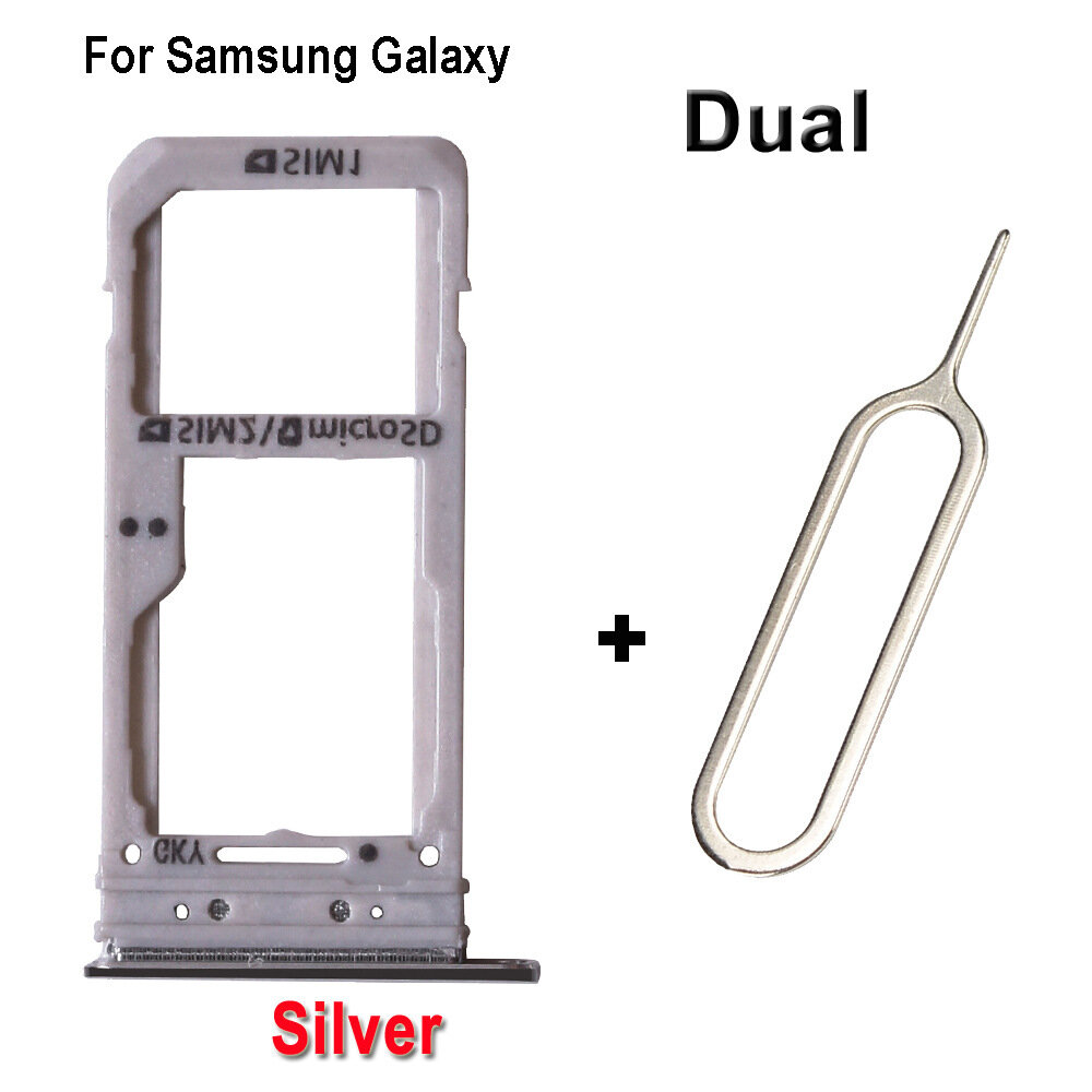 Samsung S8 Plus двукартовый картридер с SD-слотом, серебристый цвет, в комплекте с инструментом для извлечения SIM-карты