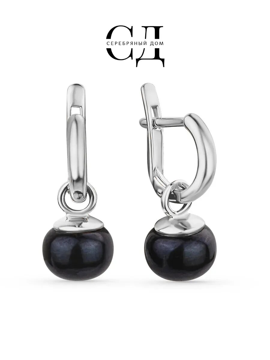 Серьги трансформеры, серебро, 925 проба, родирование, жемчуг