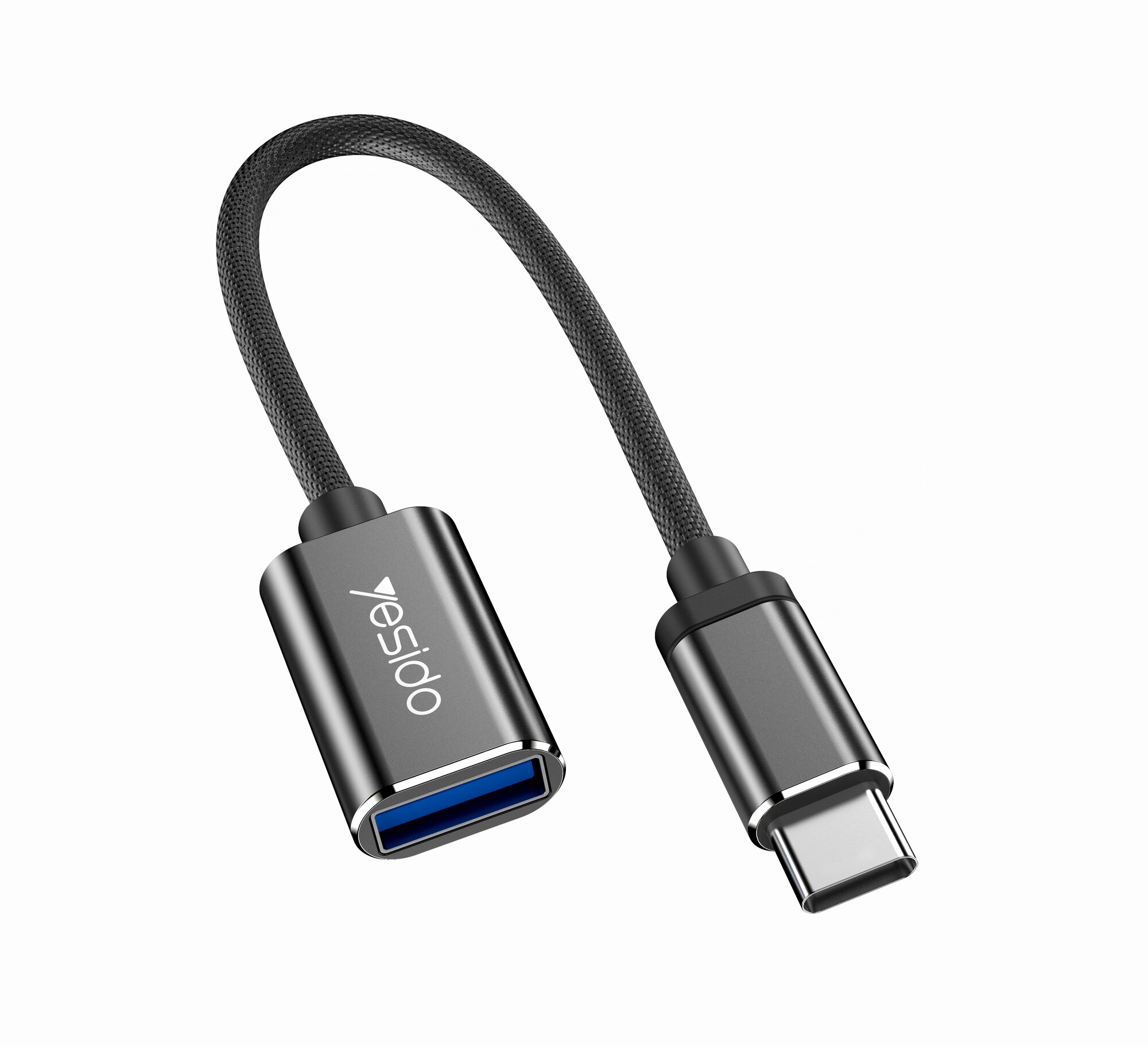 Переходник OTG адаптер Type-C (M) to USB 2.0 (F), Yesido GS01, 15 см, Серый