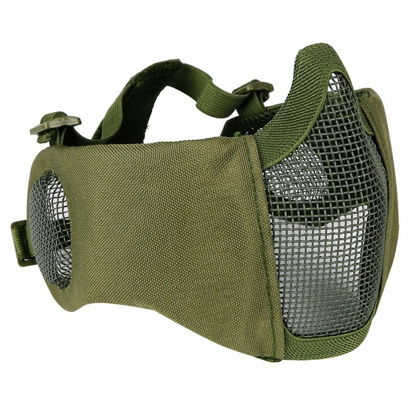 Защитная маска для страйкбола из сетки с защитой ушей оливковый