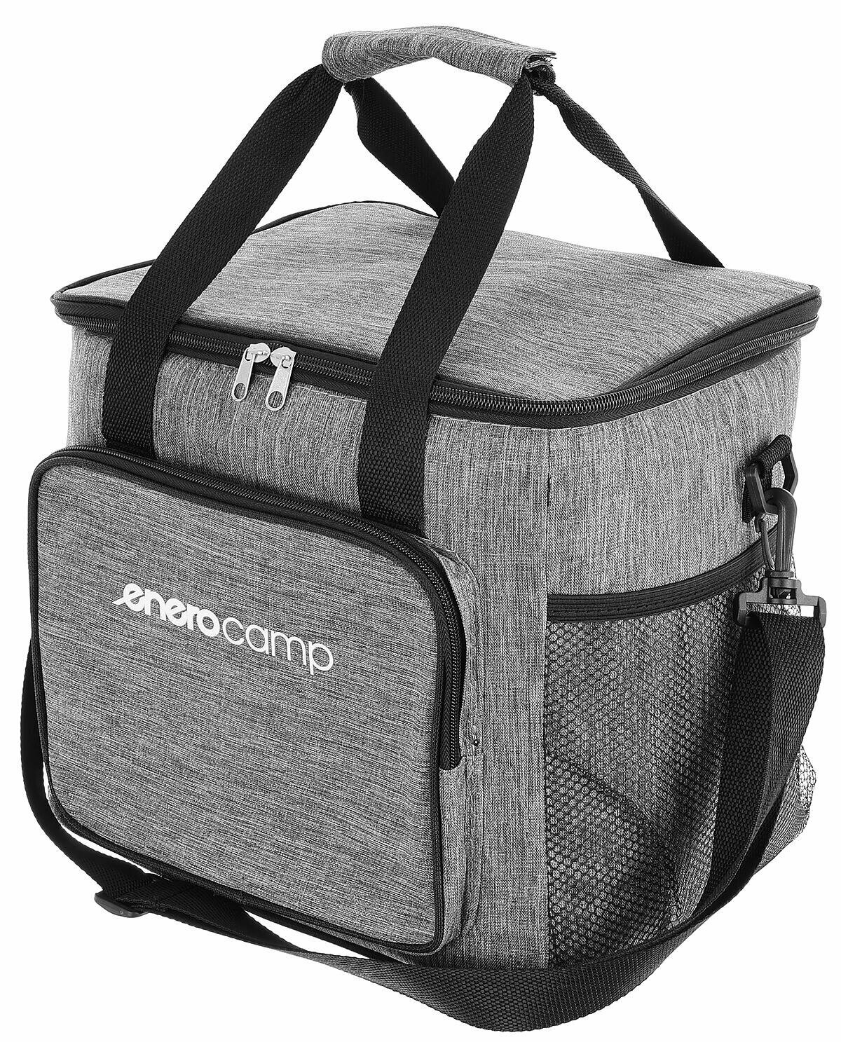 Decathlon Термосумка Enero Camp 18 л, серая/черная, с регулируемым ремнем и внешними карманами