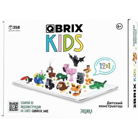Конструктор QBRIX Kids Энциклопедия животных 12в1 30034