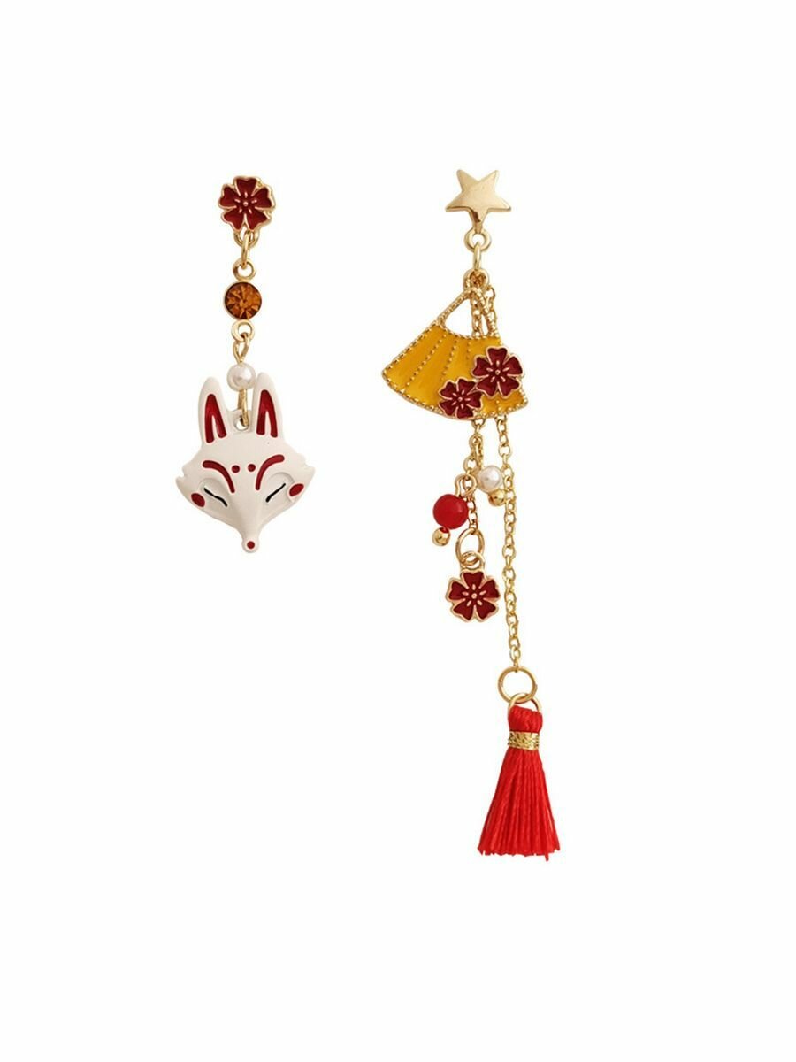 Серьги непарные, эмаль, жемчуг имитация, акрил