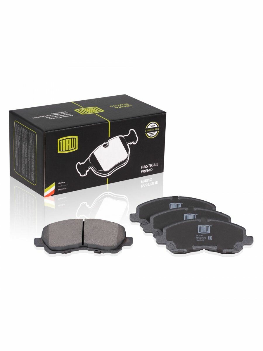 Колодки тормозные дисковые передние TRIALLI PF1101 для а/м CHRYSLER SEBRING, CITROEN C4, JEEP COMPASS, MITSUBISHI LANCER, PEUGEOT 4008
