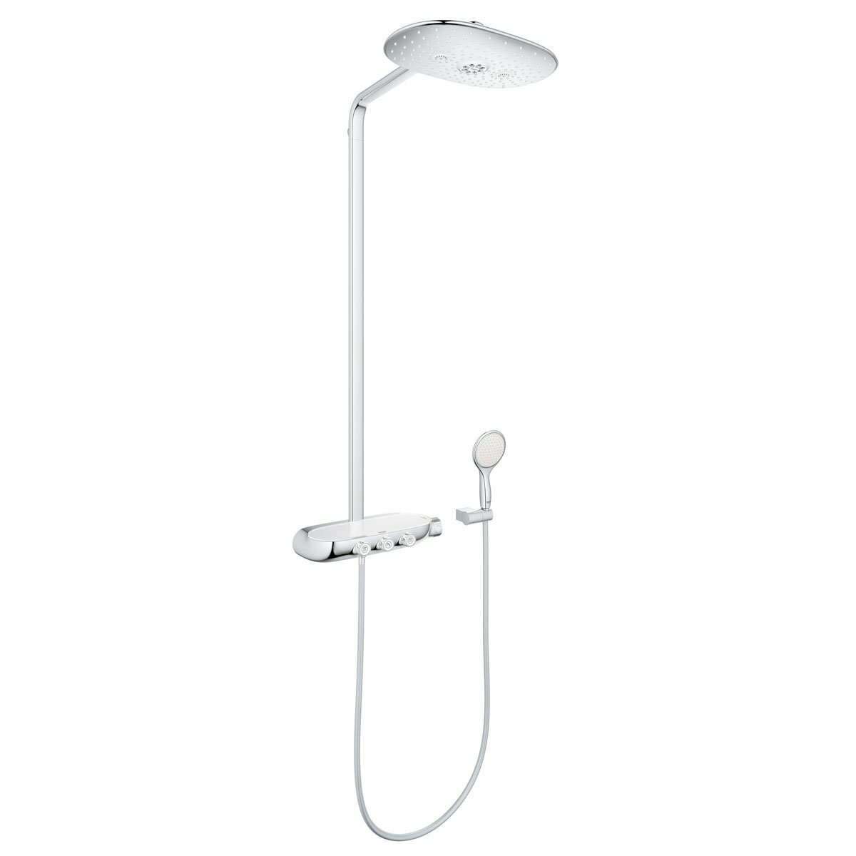 Душевая система Grohe (Гроэ) Rainshower SmartControl 360 DUO с термостатическим смесителем, 3 режима верхнего душа, белая луна 26250LS0