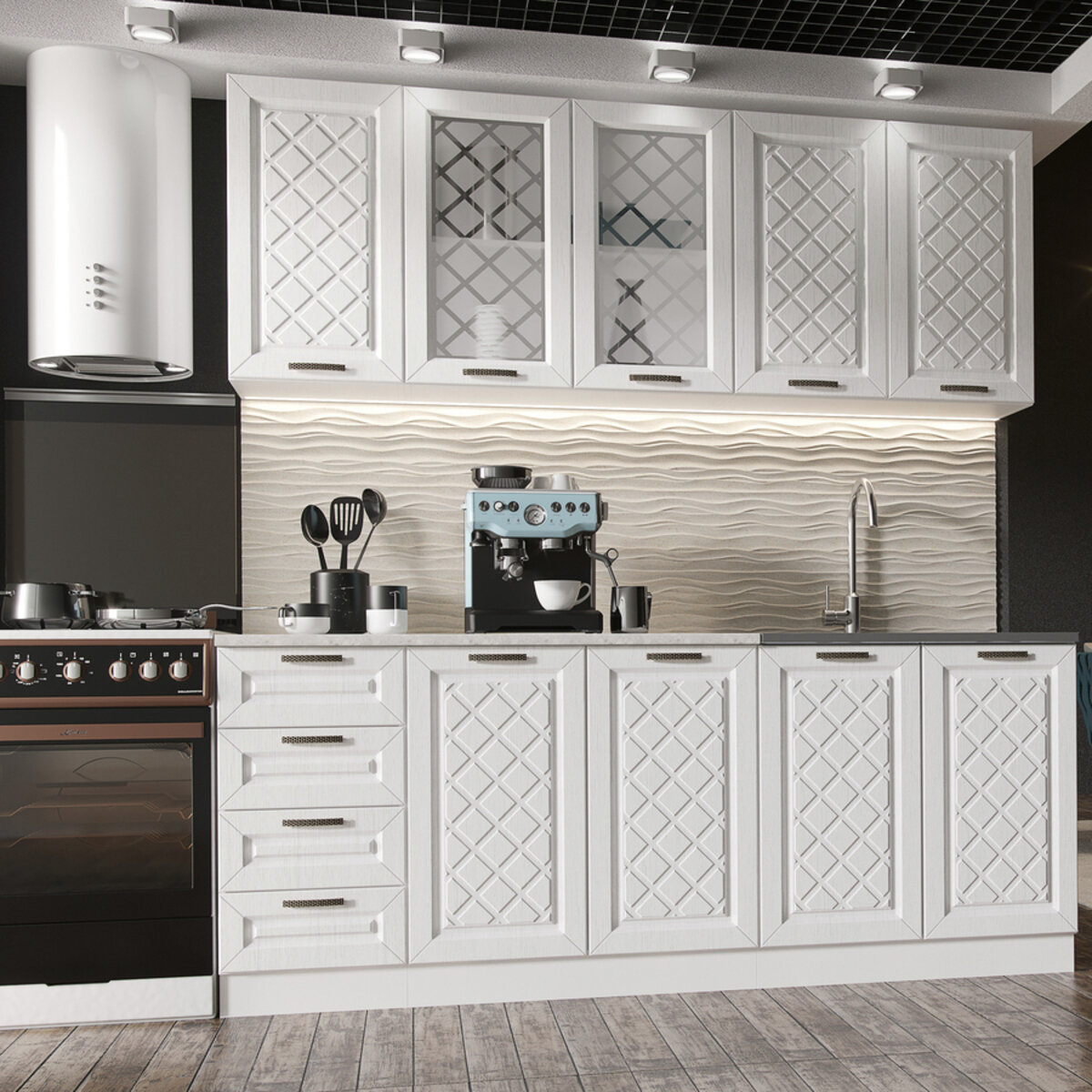 Кухонный гарнитур, кухня, готовый комплект Агава 1,8 метра Акация Белая