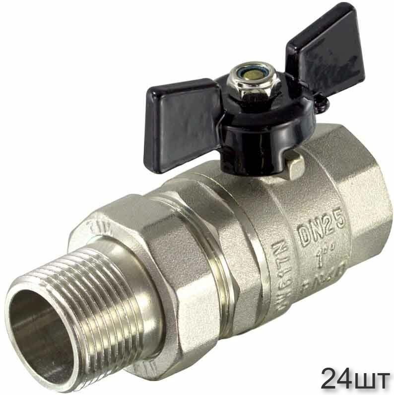 Кран шаровой никелированный , американка, TIM, 3/4" Г/Ш, DE1232X 24шт