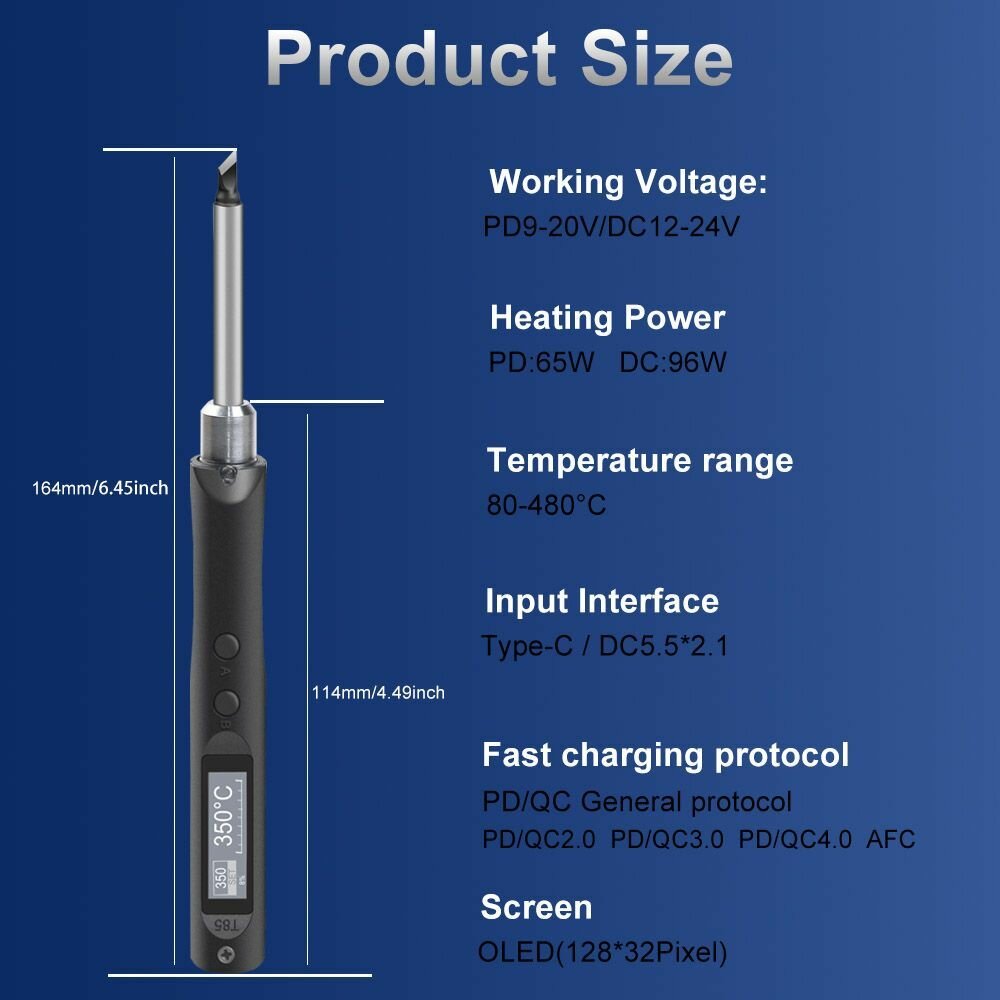 Электрический паяльник Комплект T85-BC2 96W Инструменты для ремонта Сварочная станция Переработка припоя Умная портативная головка паяльника