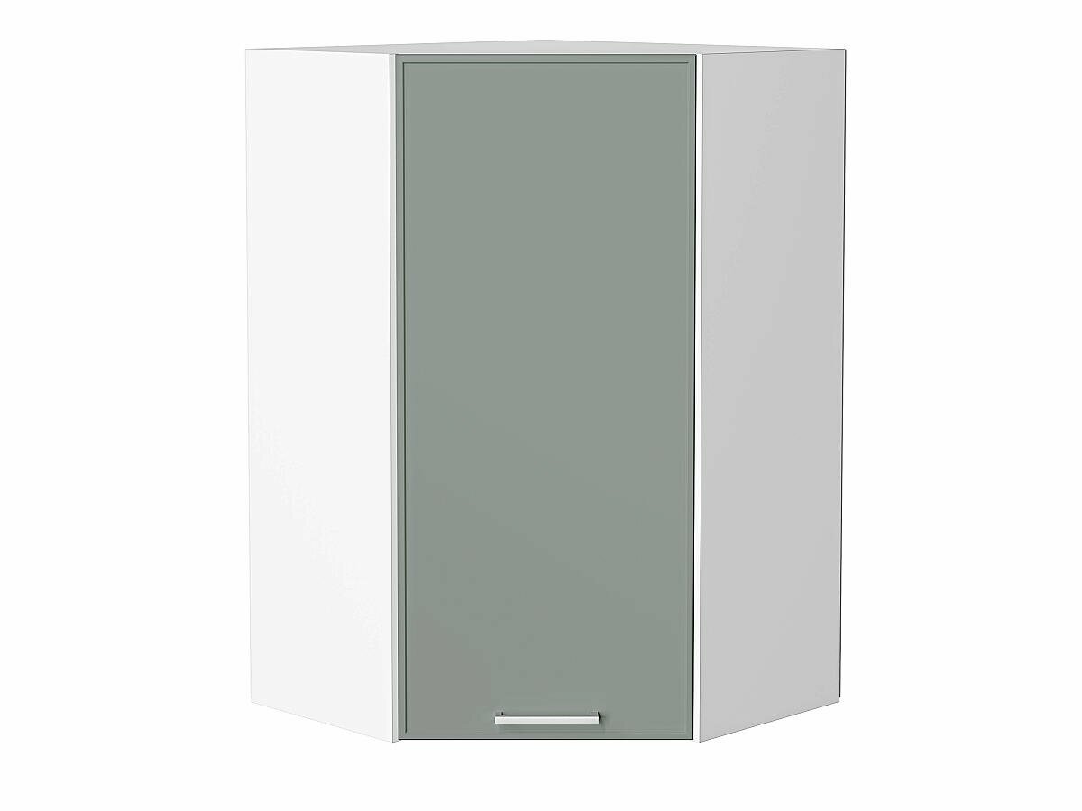 Шкаф верхний угловой Квадро, цвет фасада Аквамарин, цвет каркаса Белый, 920*600*600 мм