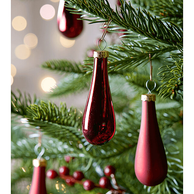 Набор елочных игрушек Капля 7.5 см бордовый mix, 12 шт, стекло, Kaemingk/Winter Deco, 011043/1001401
