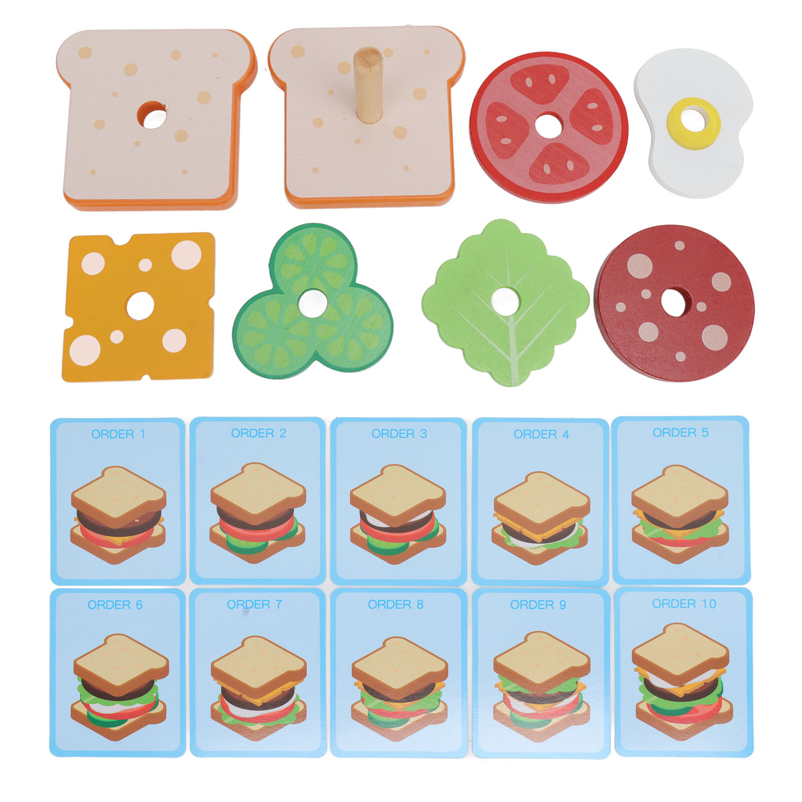 Игровой набор для приготовления фастфуда из композитного дерева, симпатичная форма, развивает координацию движений, игрушка-домик для детей, сэндвич.