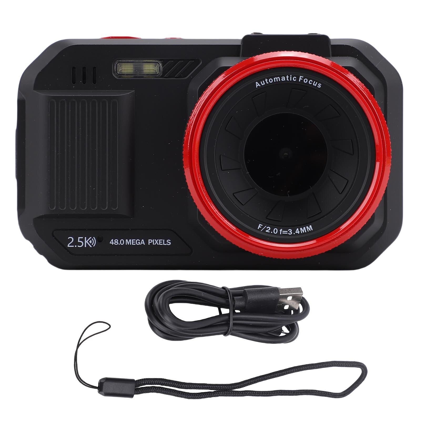 Двойная экраны цифровая камера 48MP HD 16x Zoom AutoFocus Wi -Fi Цифровая видеокамера с 2,8 -дюймовым цветом экрана для фотографии черный