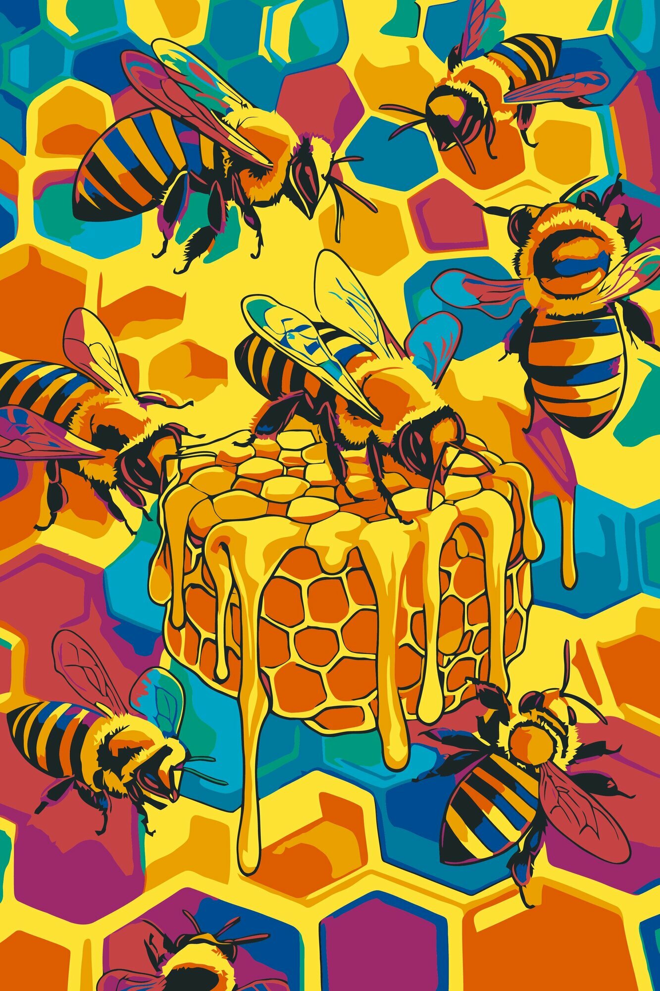 Детская картина по номерам E3410 "Насекомые- Пчелы" 20x30