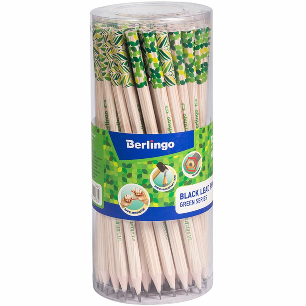 Карандаш чернографитный Berlingo Green Series (НВ, заточенный, пластик) (BP00860), 72шт.