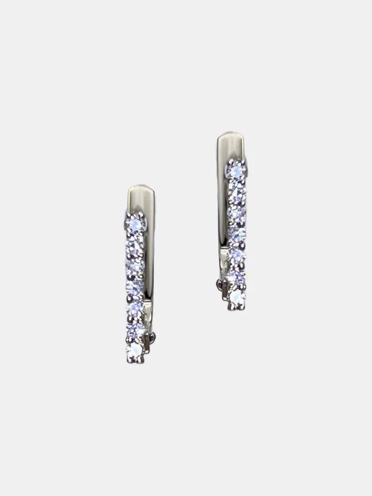 Серьги, белое золото, 375 проба, родирование, бриллиант