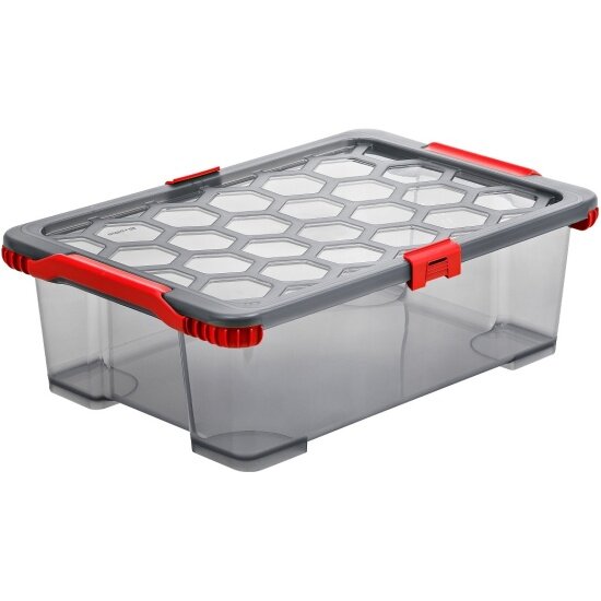 Ящик для хранения Rotho EVO TOTAL 30 л, с крышкой, на защелках, полипропилен, серый (1008590000)