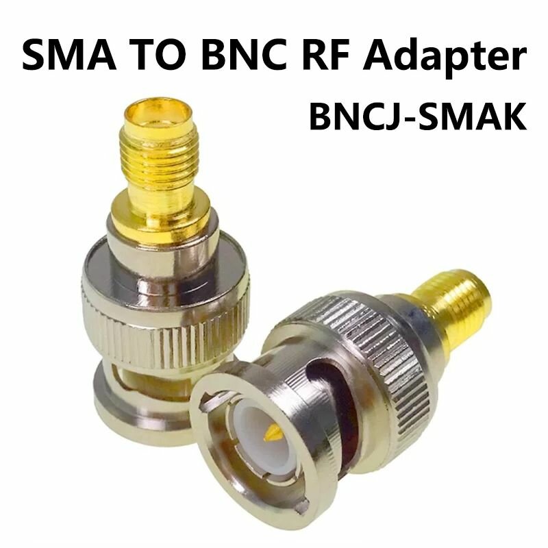 Позолоченный адаптер BNC Male to SMA Female, коаксиальный преобразователь RF, прямой антенный разъем SMA Female to BNC Male