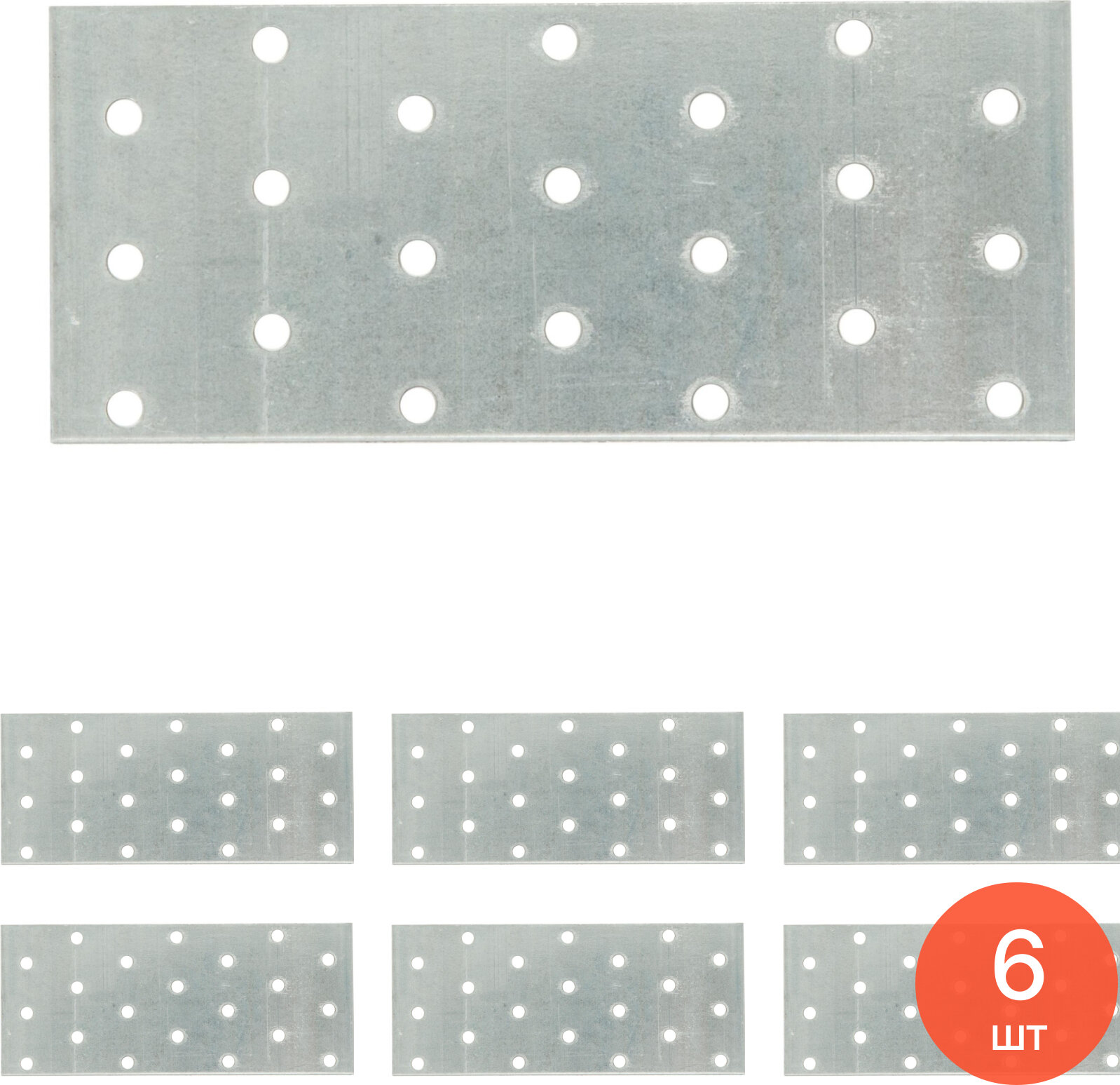 Пластина крепежная Rock Solid Connection / Рок Солид Коннекшн для деревянных конструкций, из оцинкованной стали, размером 240×100×2мм / строительство и ремонт (комплект из 6 шт)