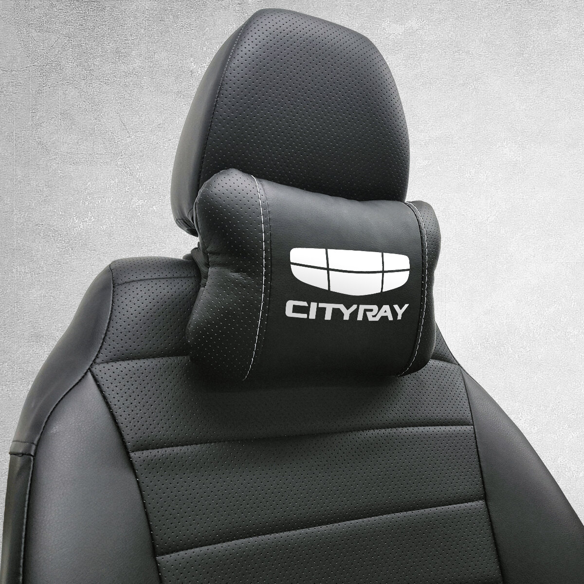 Подушка на подголовник автомобиля, под шею с логотипом джили ситирей. Тюнинг аксессуар для Geely Citiray.