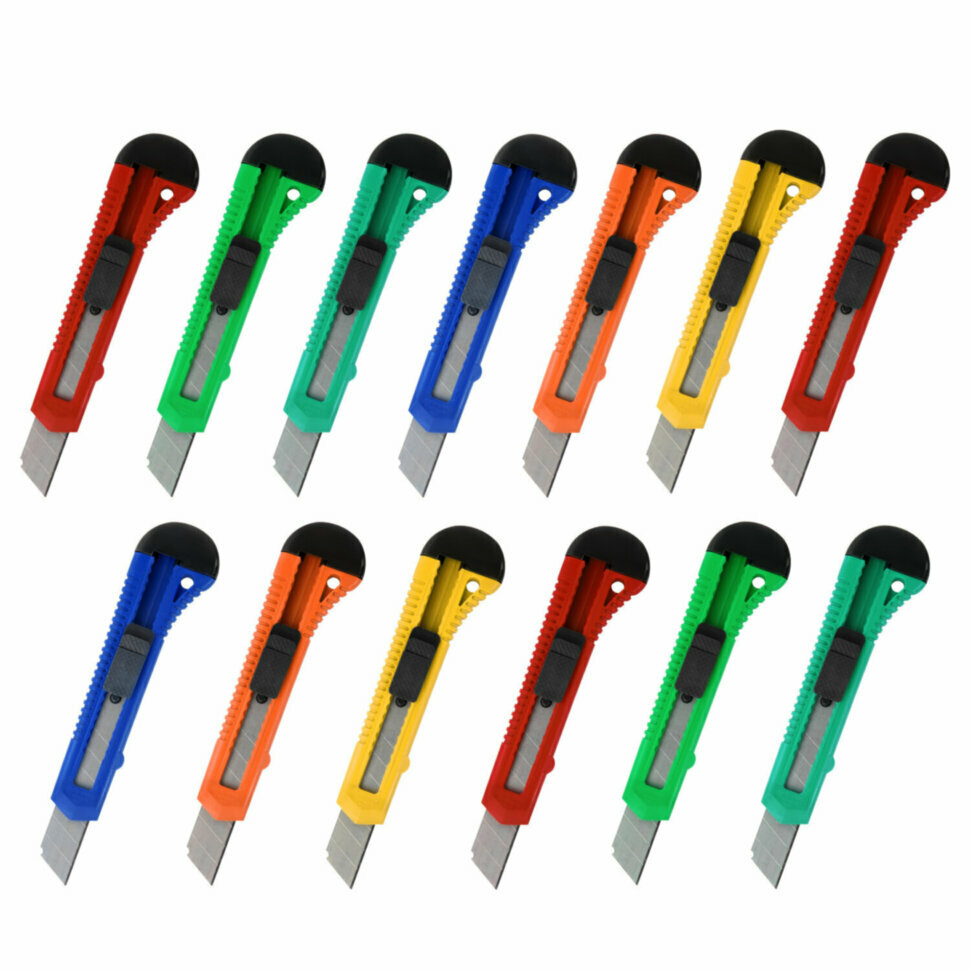 Нож канцелярский 18 мм комплект "10 шт. + 3 шт. В подарок", фиксатор, STAFF EVERYDAY, 238771, 238771