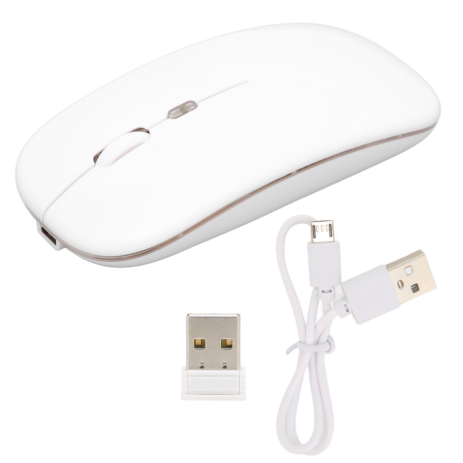 Беспроводная мышь LED 2,4 ГГц с регулируемым DPI, зарядкой через USB, защитой от отпечатков пальцев и бесшумной работой для ноутбука, белая.