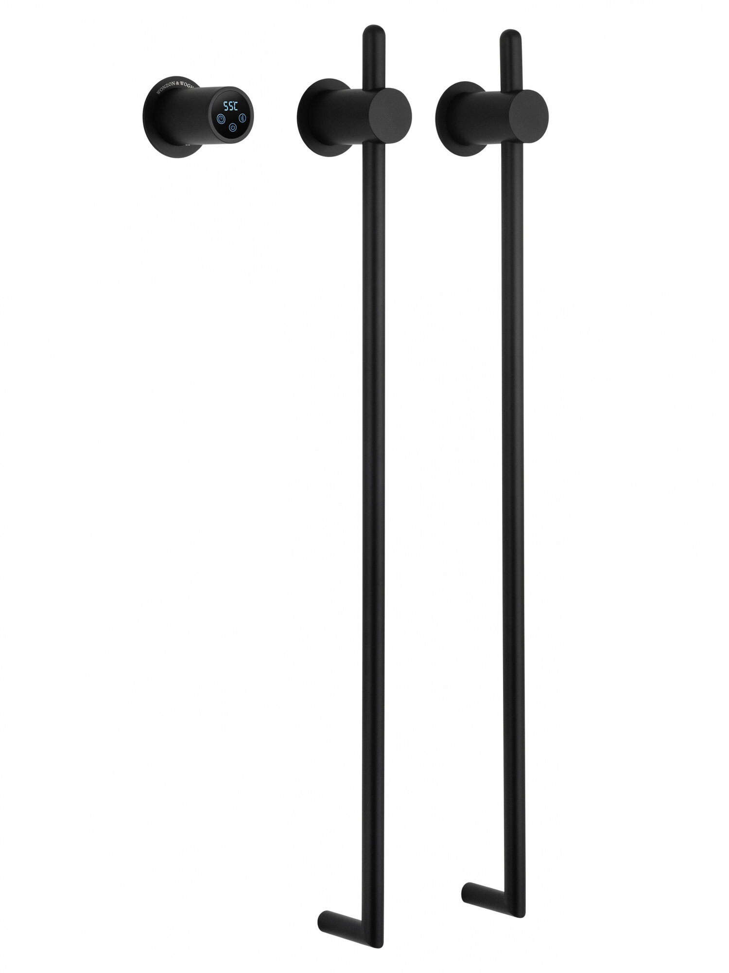 Вертикальный полотенцесушитель электрический встраиваемый WONZON & WOGHAND, Черный матовый (WW-AL3621-MB)