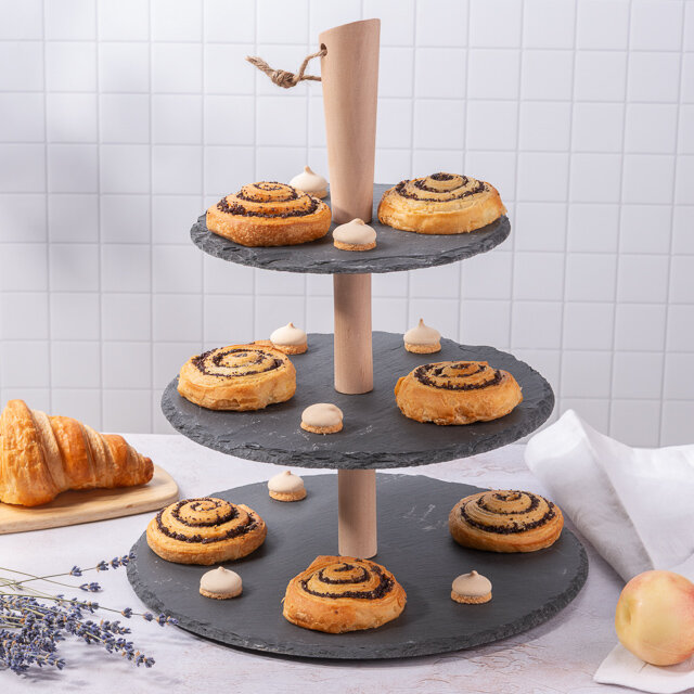 Этажерка трехуровневая для сервировки закусок 36*30 см, сланец, Koopman, 210000280