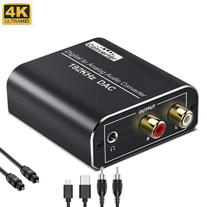 192 KHz Аудио Конвертер Оптический ЦАП в RCA R/L и Оптический RCA Конвертер DVD Совместимость с PS3/4