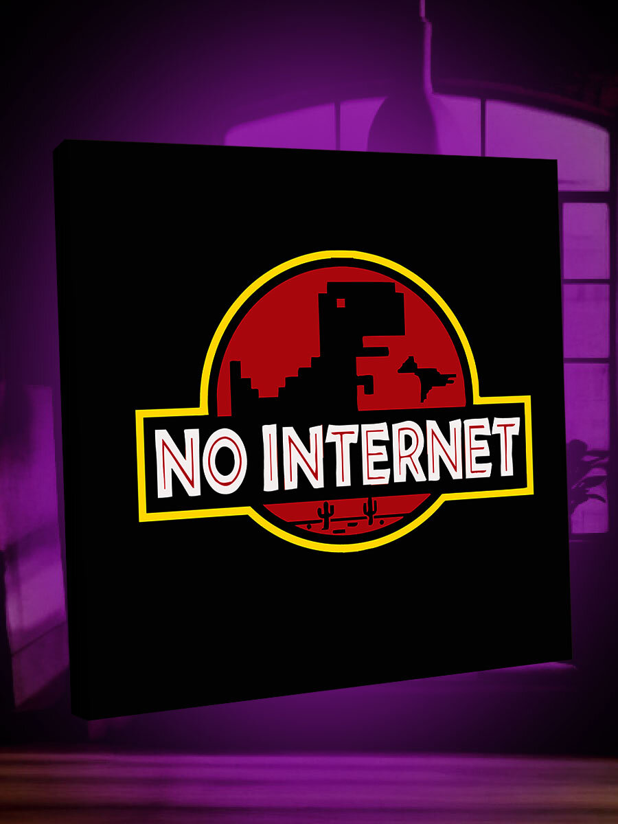 Картина по номерам Динозавр нет Интернета / Dinosaur no internet холст на подрамнике 20*20