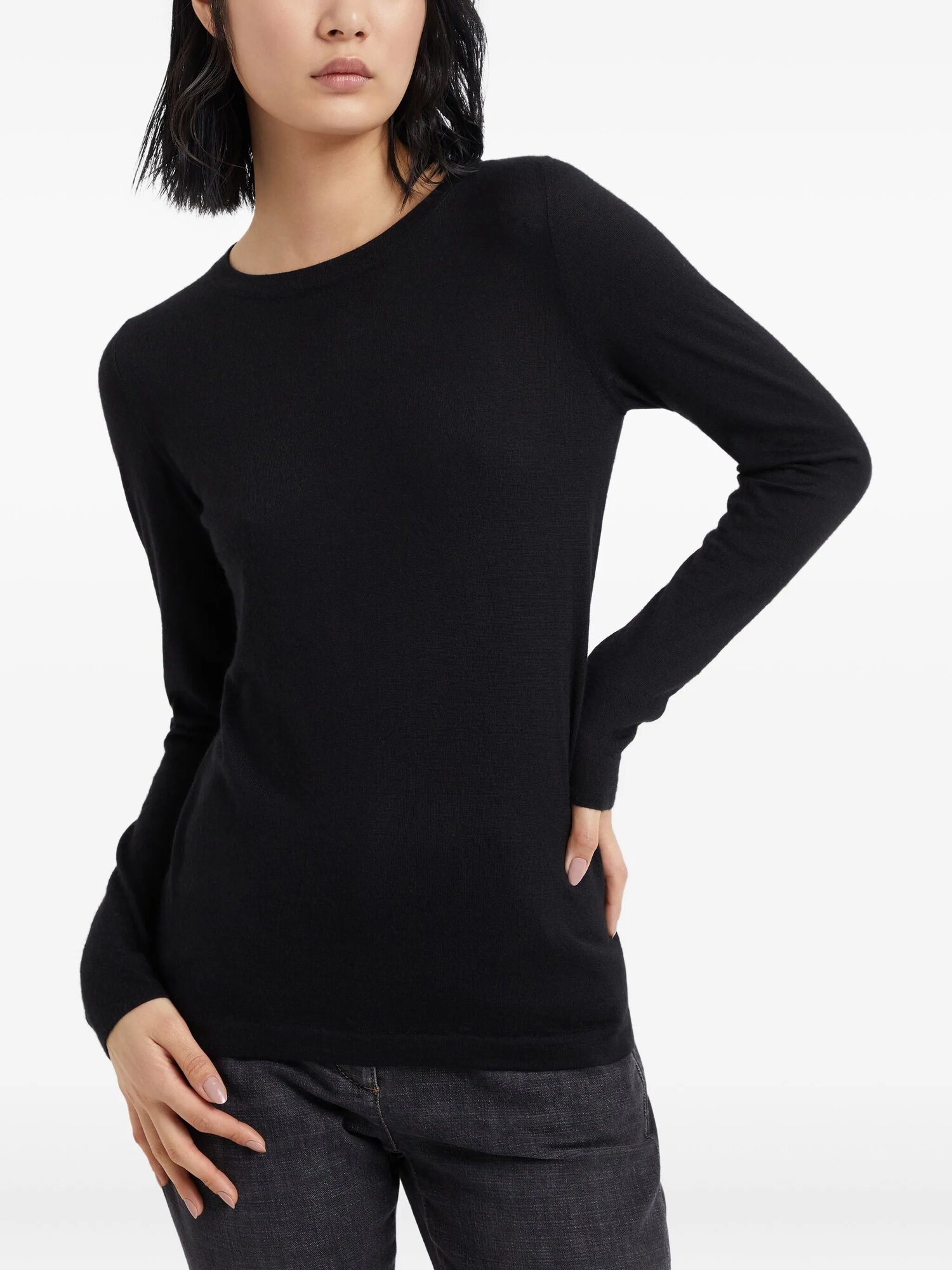 Джемпер BRUNELLO CUCINELLI Long-sleeve fitted sweater, размер 46, black/black — фото 1