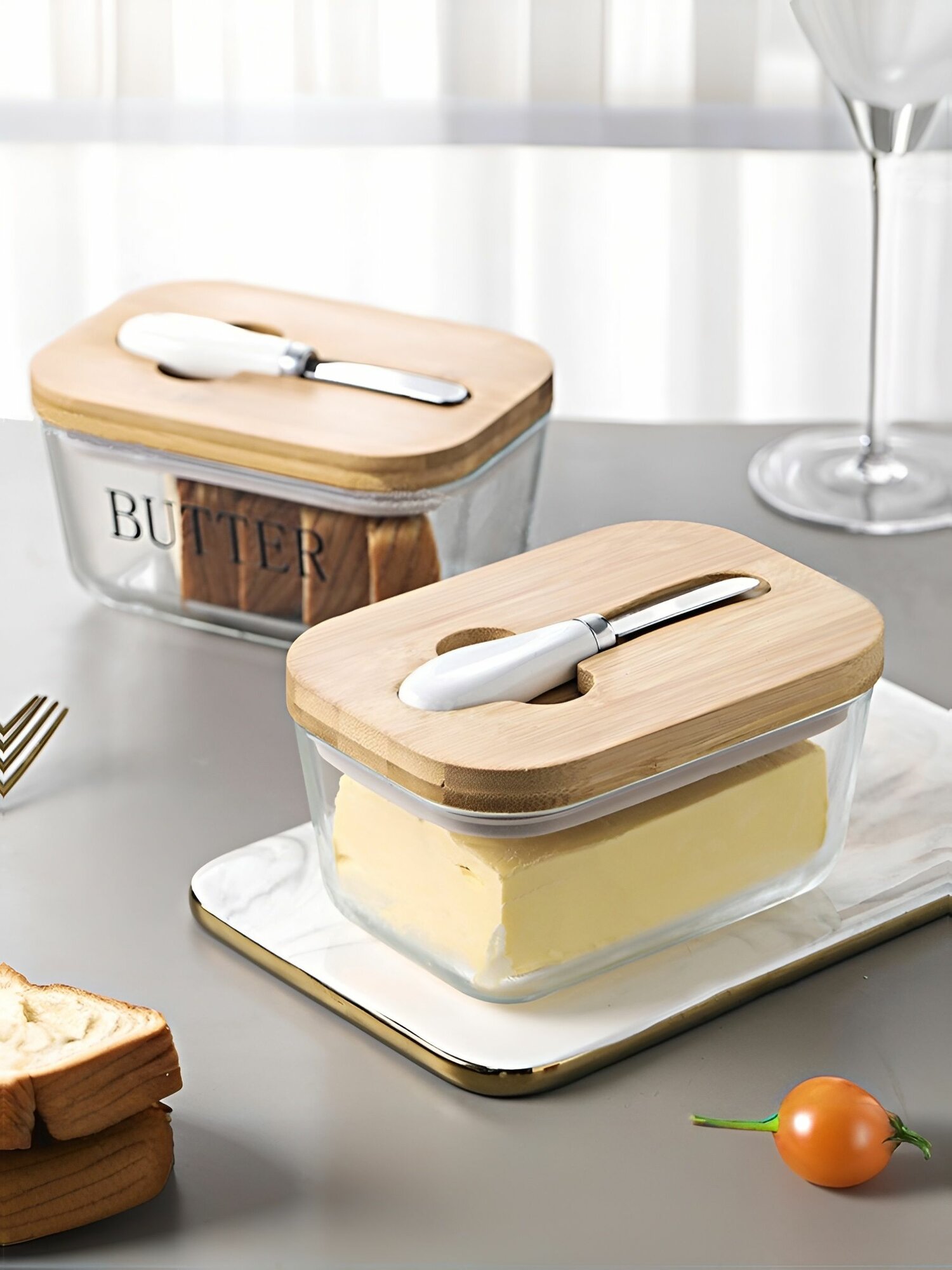 Масленка с ножиком и крышкой