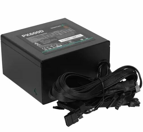 Блок питания Deepcool PK600D 600W (R-PK600D-FA0B-EU) черный - 600 Вт, 80+ Bronze, ATX 20+4 пин, 4 pin + 4 pin x2 CPU, 6 SATA, 2 x 6+2 pin PCI-E