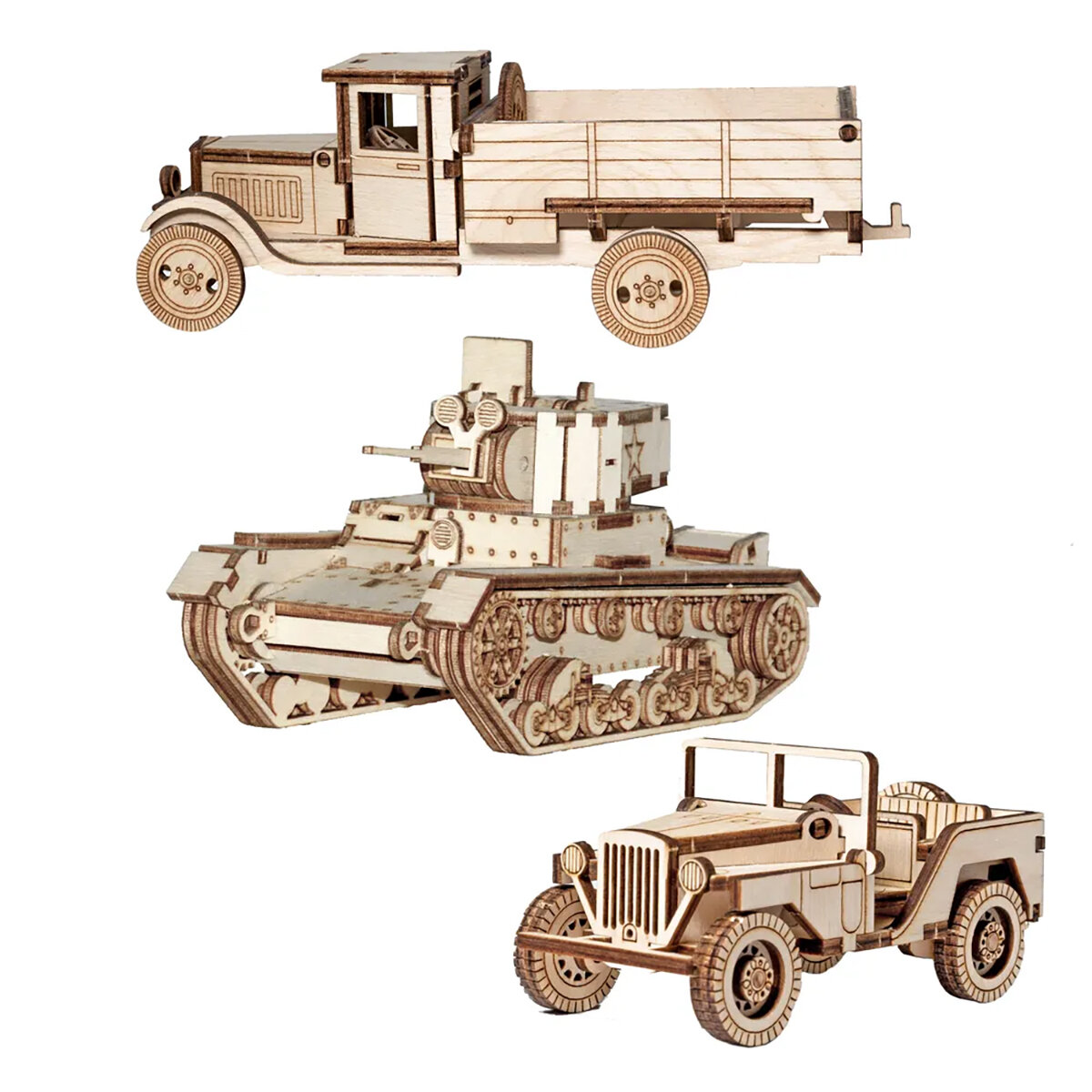 Комплект сборных моделей Faner-Kit 3 в 1 "ЗиС-5", "Т-26", "ГАЗ-64" / военная техника / конструктор