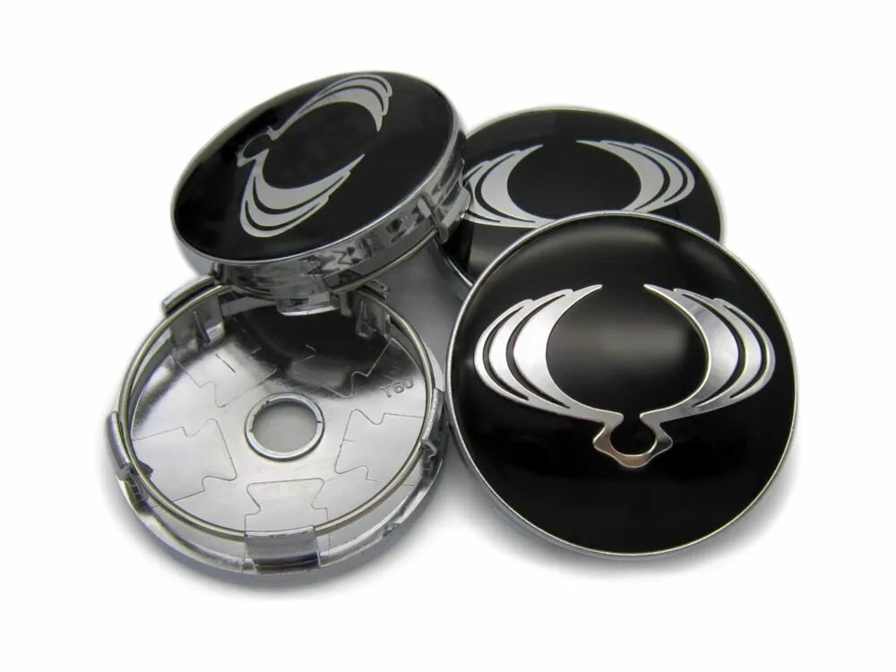 Колпачки заглушки на литые диски Ssang Yong black 60/56 мм, комплект 4 шт.