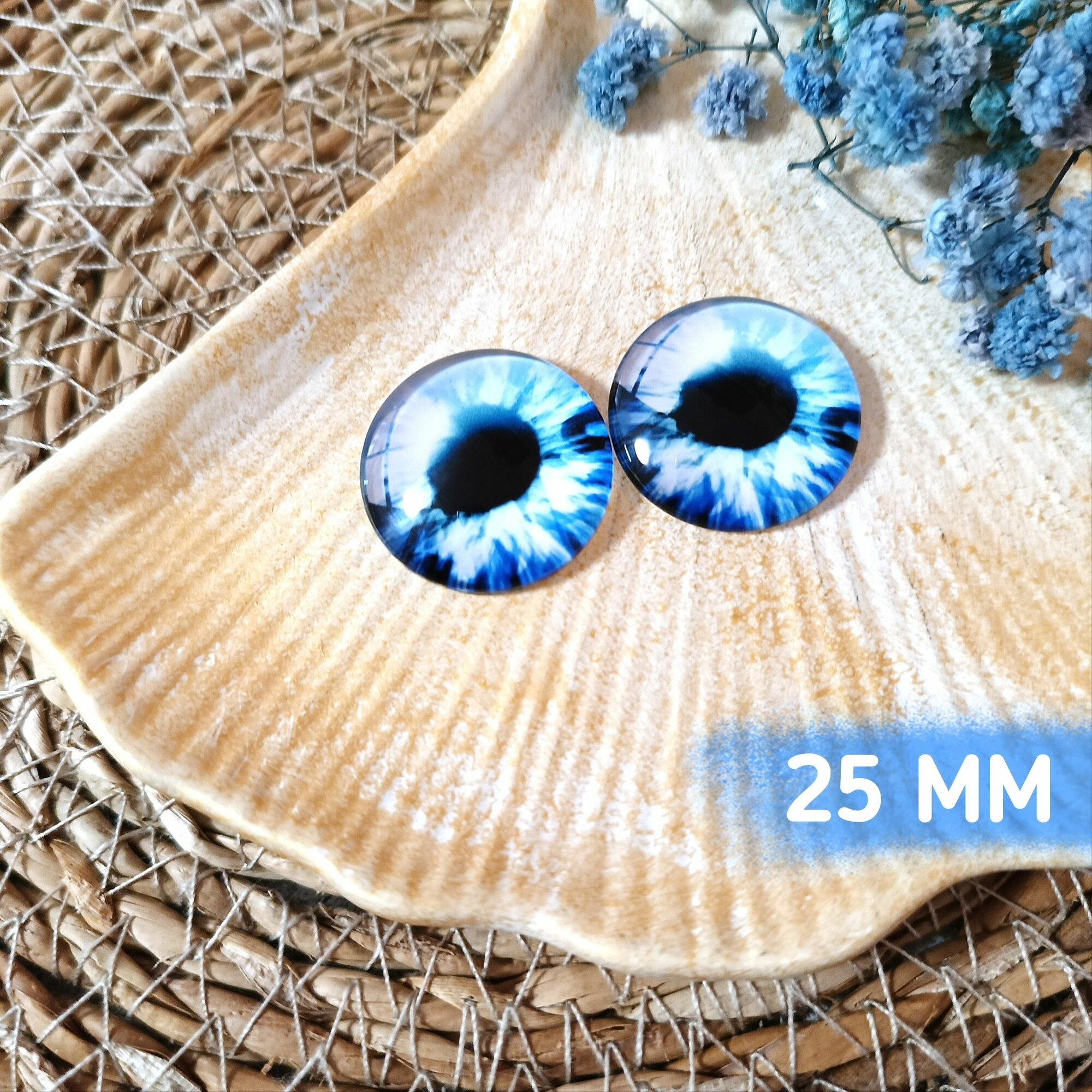 Глаза стеклянные кабошоны для игрушек 25мм 2шт
