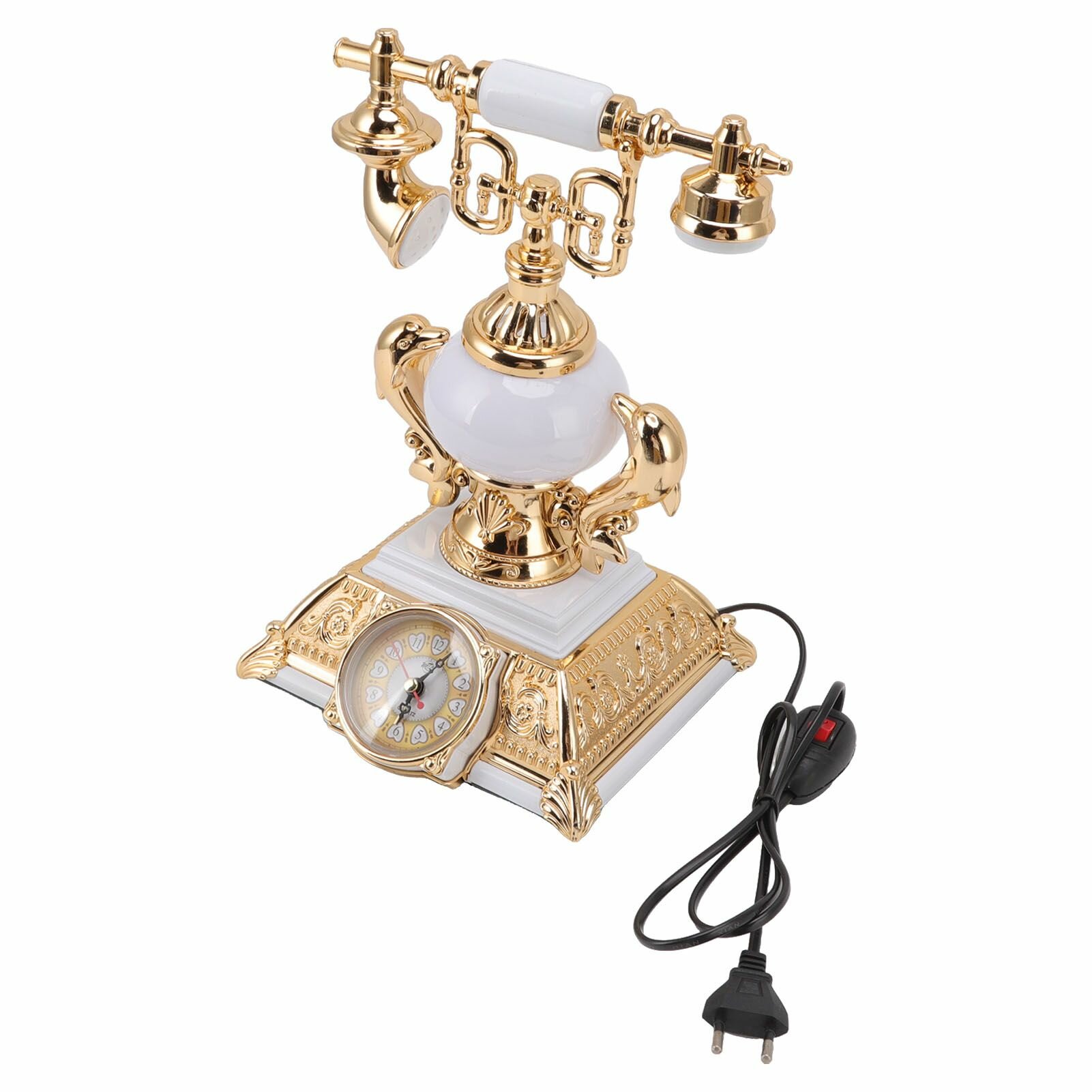 Винтажный будильник с настольной лампой и точным временем, стильный ретро-телефон для дома и офиса, теплый свет